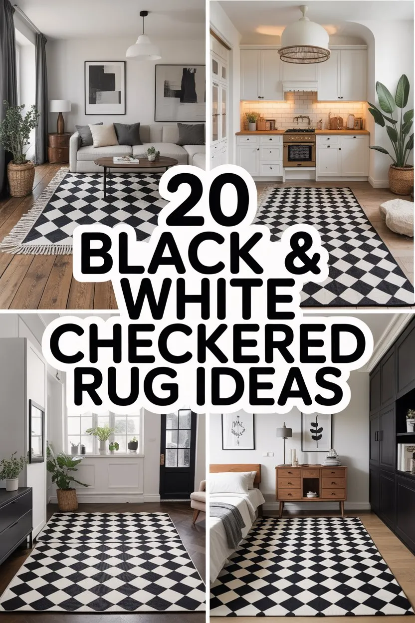 20 Gorgeous Black & White Checkered Rug Ideas for Any Room